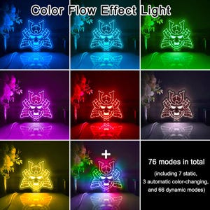 Japanese Samurai Helmet Led Light Box, Samurai Wall Art Decor ...