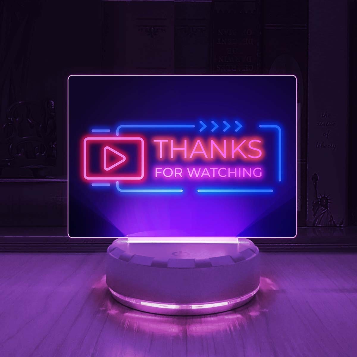 Thanks for Watching Neon Effect LED Desk Lamp Brightness - Etsy