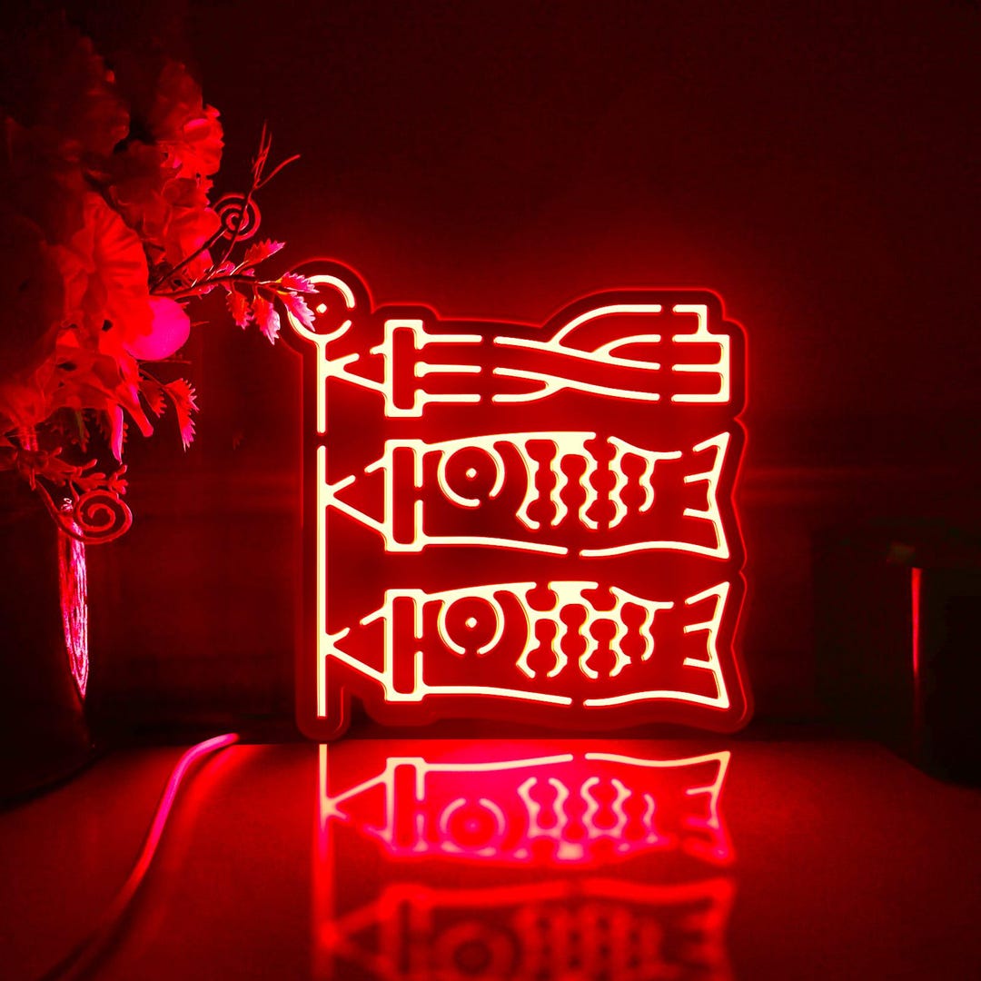 Carp Streamer Led Light Box, Japanese Culture Wall Art Decor, Light ...