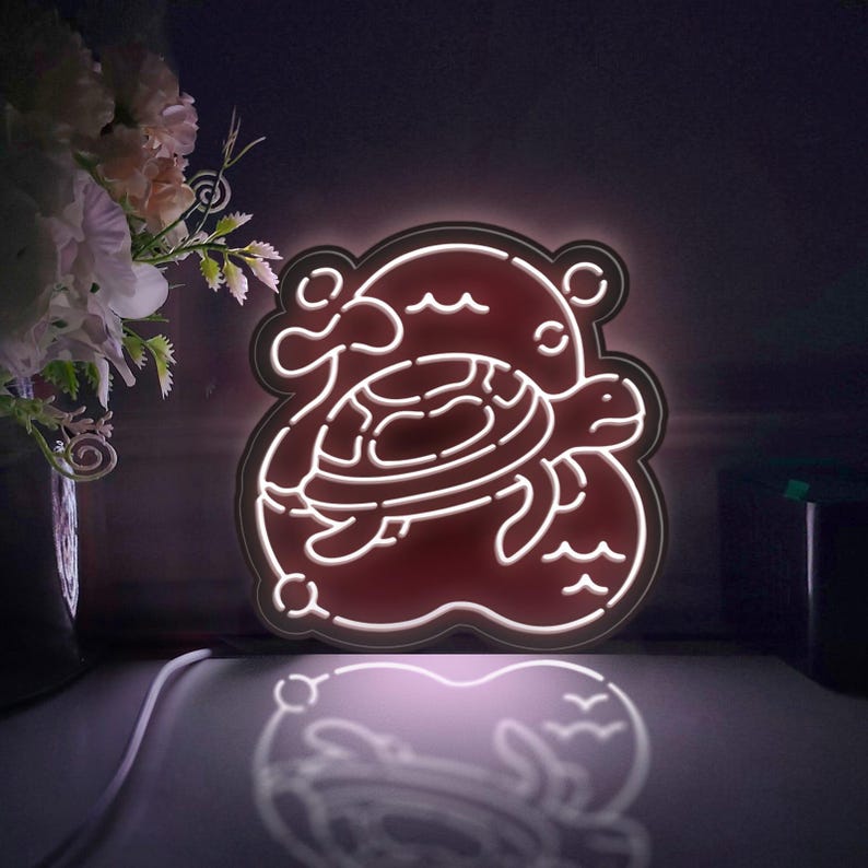 Turtle Led Light Box, Sea Animal Wall Art Decor, Light Sign, Desktop ...