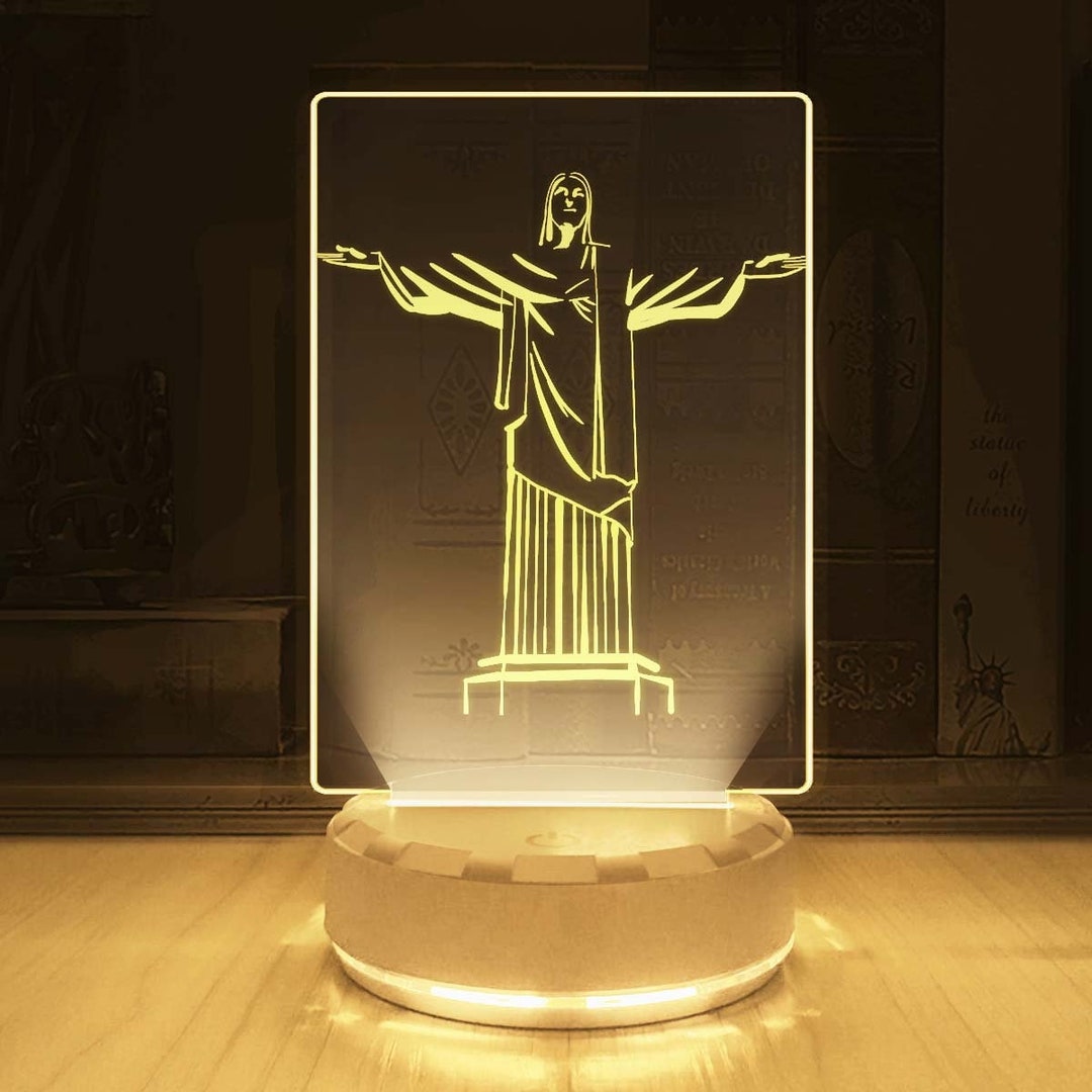 Jesus the Redeemer Statue LED Desk Lamp, Brazil Landmark, Brightness ...