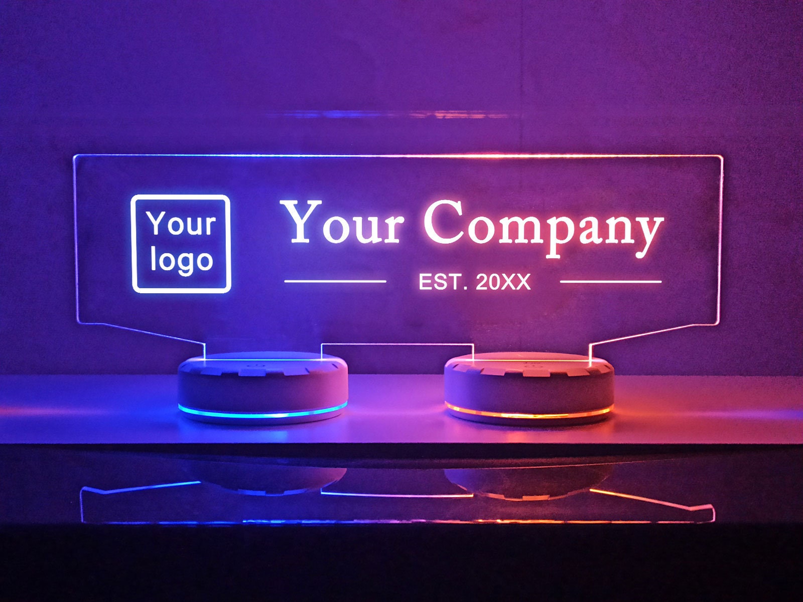 Custom LED Logo Sign, Dual Base Acrylic Lamp, Led Acrylic Sign, Acrylic ...