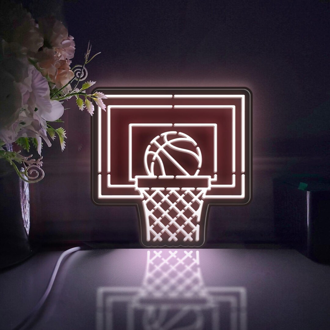 Basketball Led Light Box, Basketball and Basketball Hoop Wall Art Decor ...
