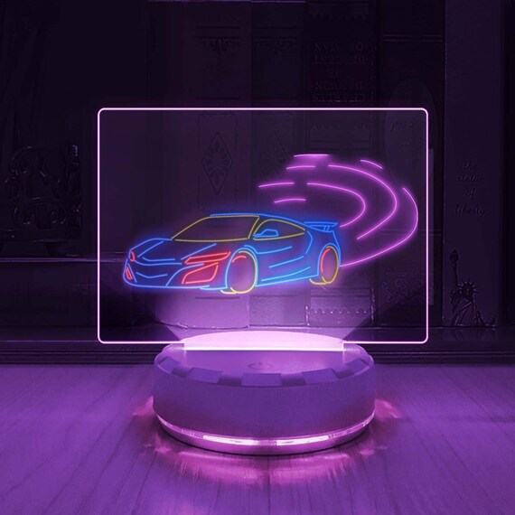 Neon Light Effect Sports Car LED Desk Lamp Brightness - Etsy
