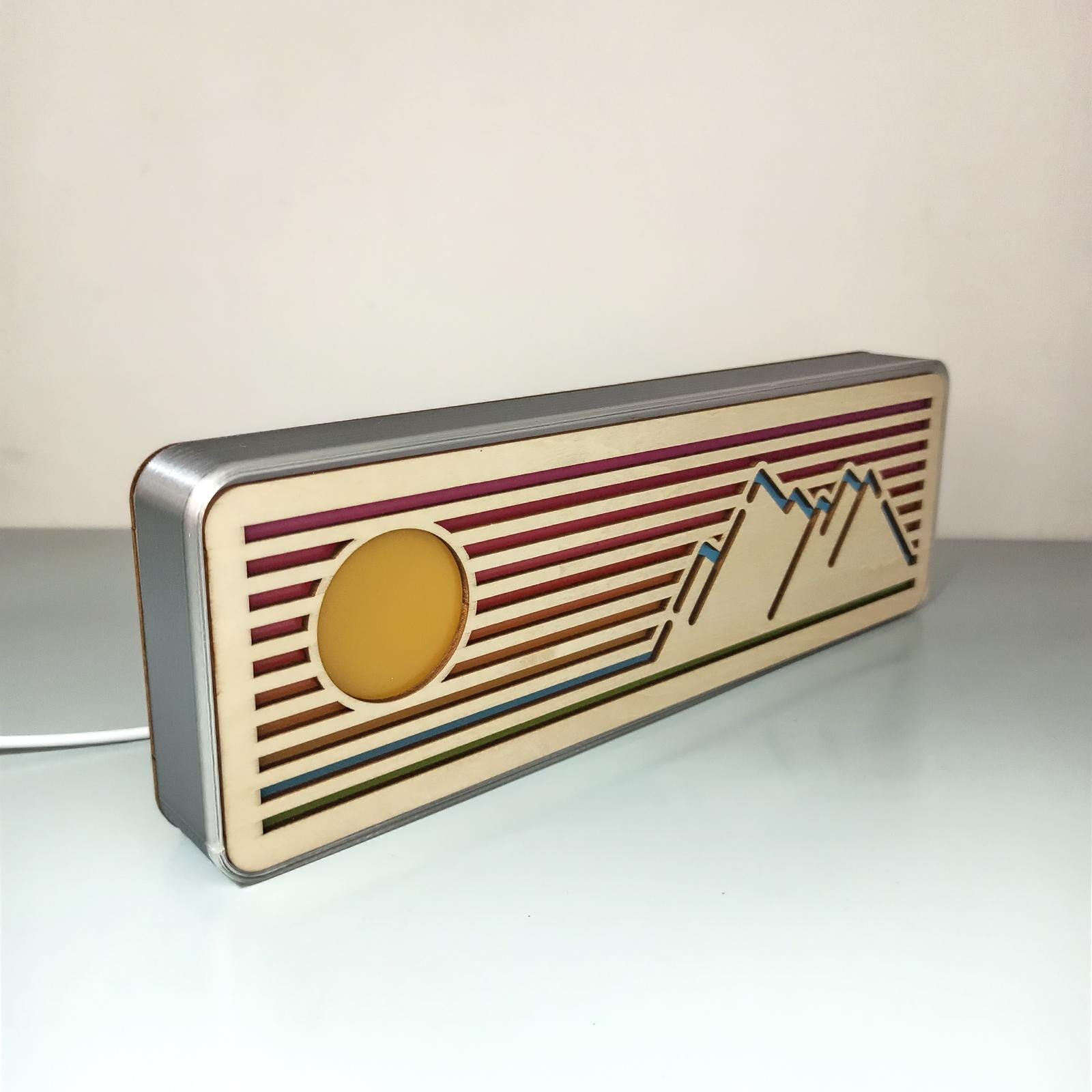 Vintage Mountain Sunrise &sunset LED Lightbox, Dimmable Neon Art With ...