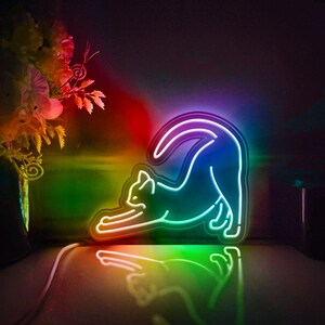 Stretching Cat Led Light Box, Cat Wall Art Decor, Light Sign, Desktop ...