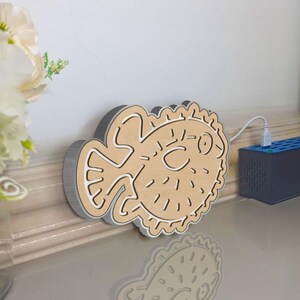 Pufferfish Led Light Box, Fish Wall Art Decor, Personalized Light Sign ...