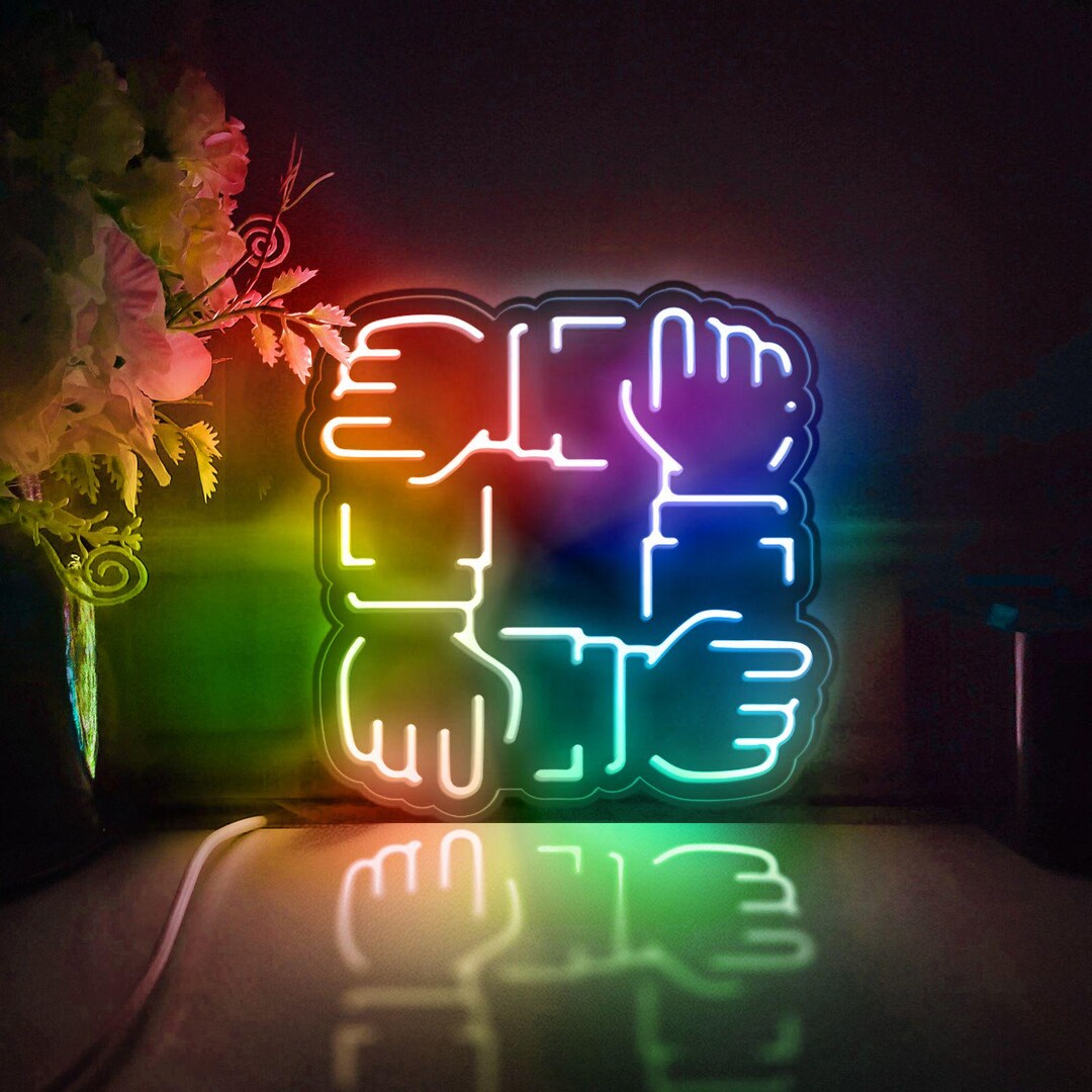 Cooperating Hand Led Light Box, Partnership Wall Art Decor ...
