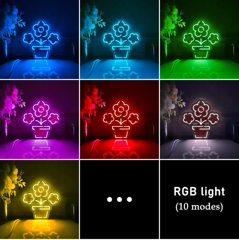 Flower Led Light Box, Flower Wall Art Decor, Personalized Light Sign ...