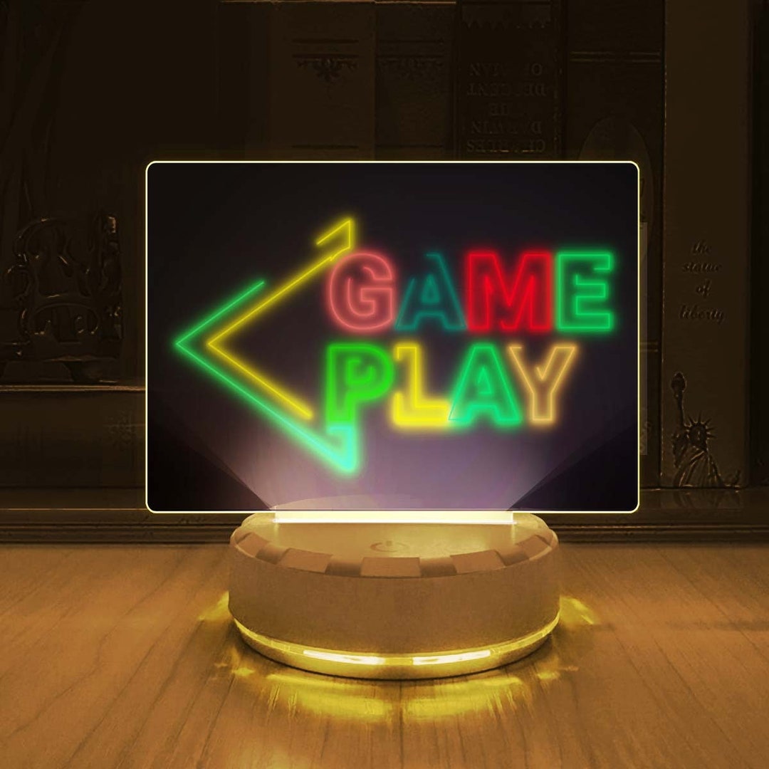 Game Play Neon Style LED Desk Lamp, Brightness Adjustable Multi-color ...