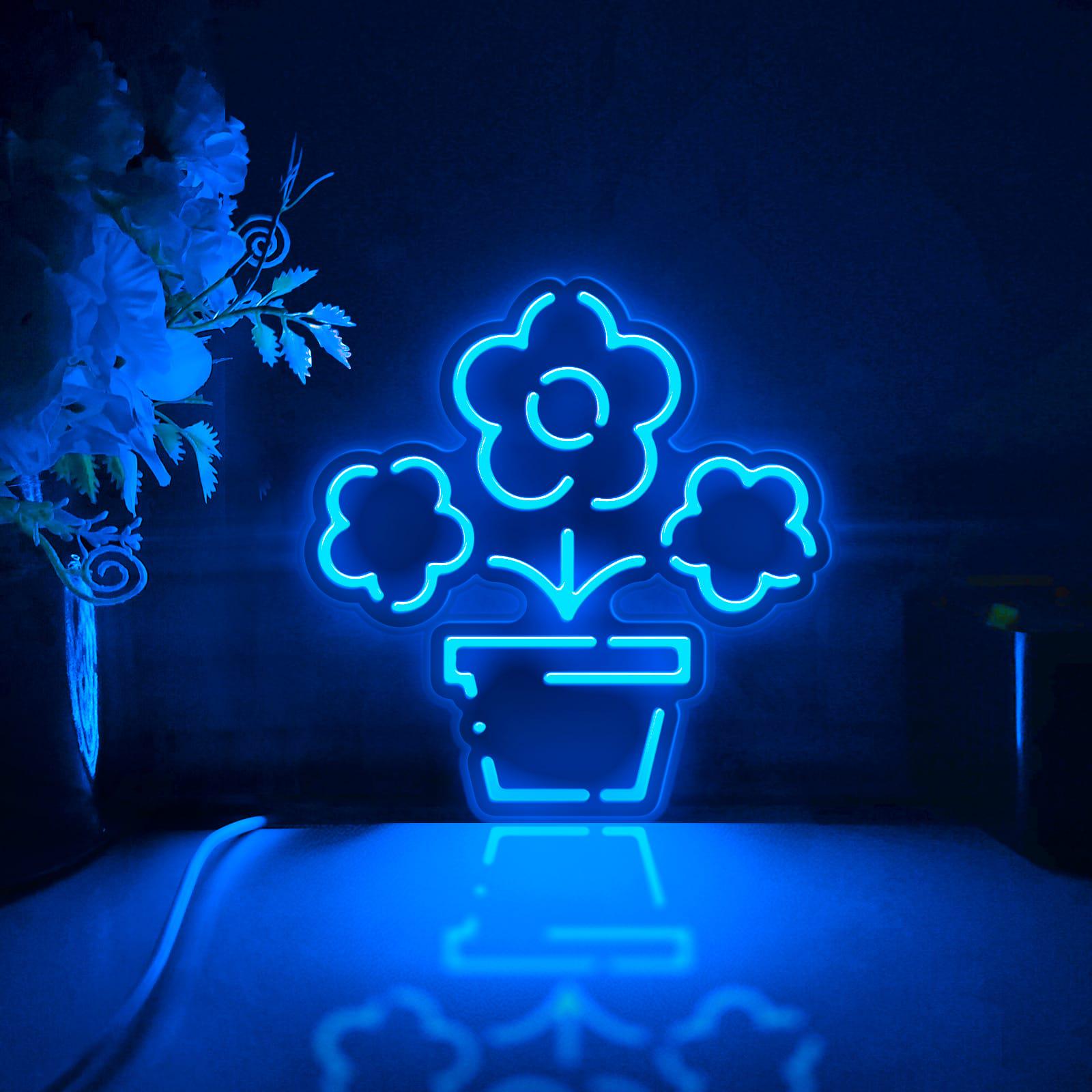 Flower Led Light Box, Flower Wall Art Decor, Personalized Light Sign ...