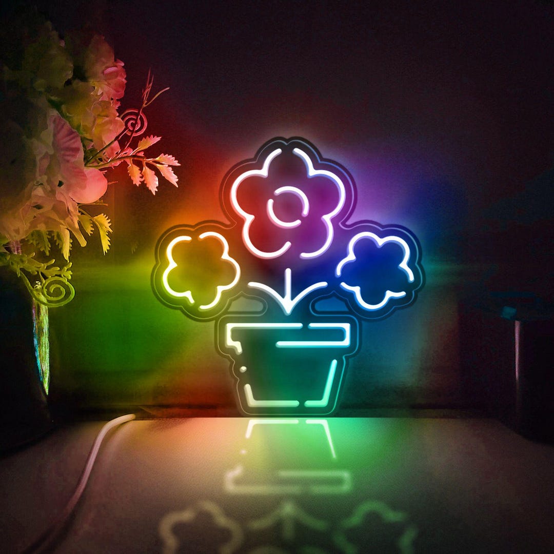 Flower Led Light Box, Flower Wall Art Decor, Personalized Light Sign ...