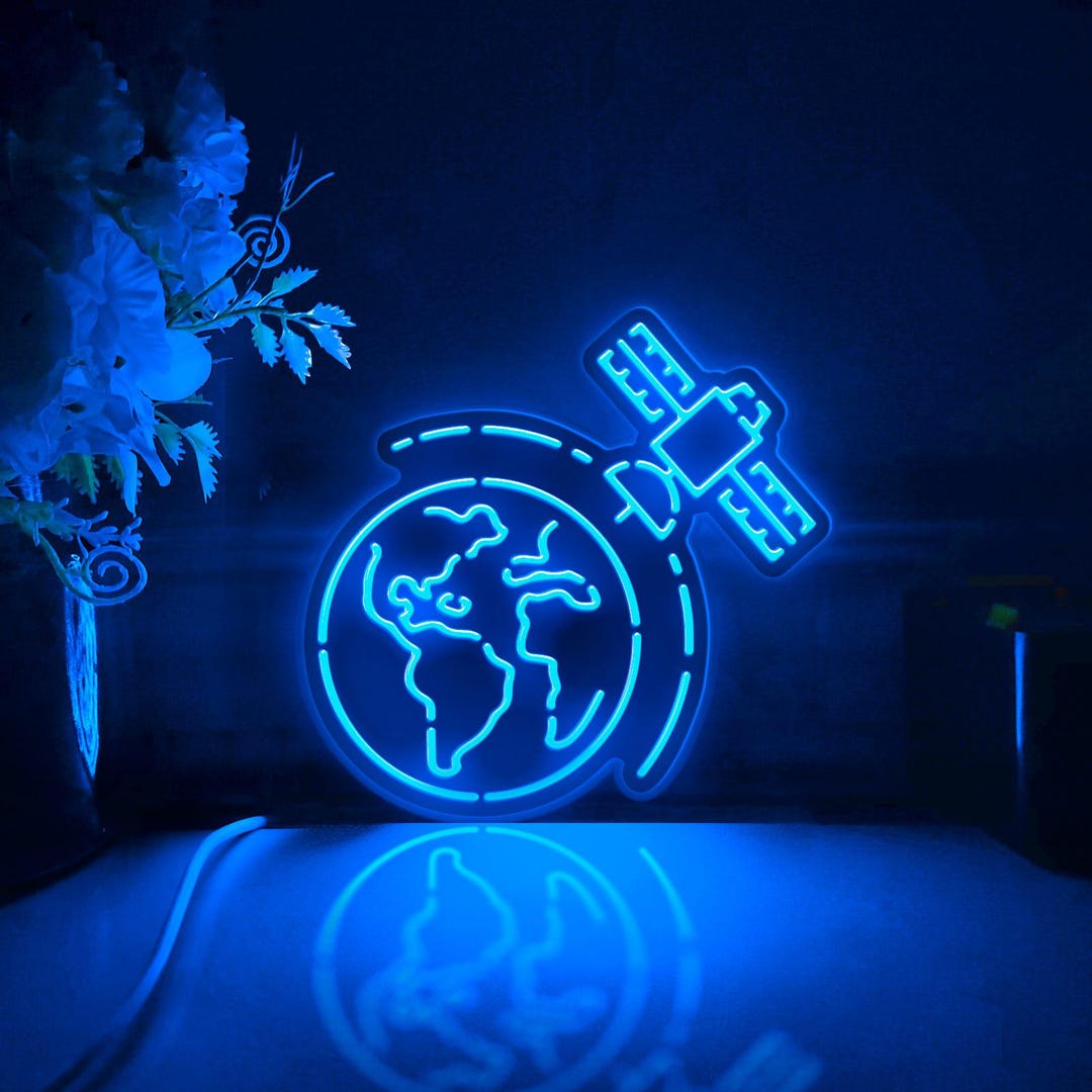 Satellite Orbit Led Light Box, Space Exploration Wall Art Decor, Light ...
