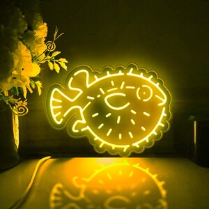 Pufferfish Led Light Box, Fish Wall Art Decor, Personalized Light Sign ...
