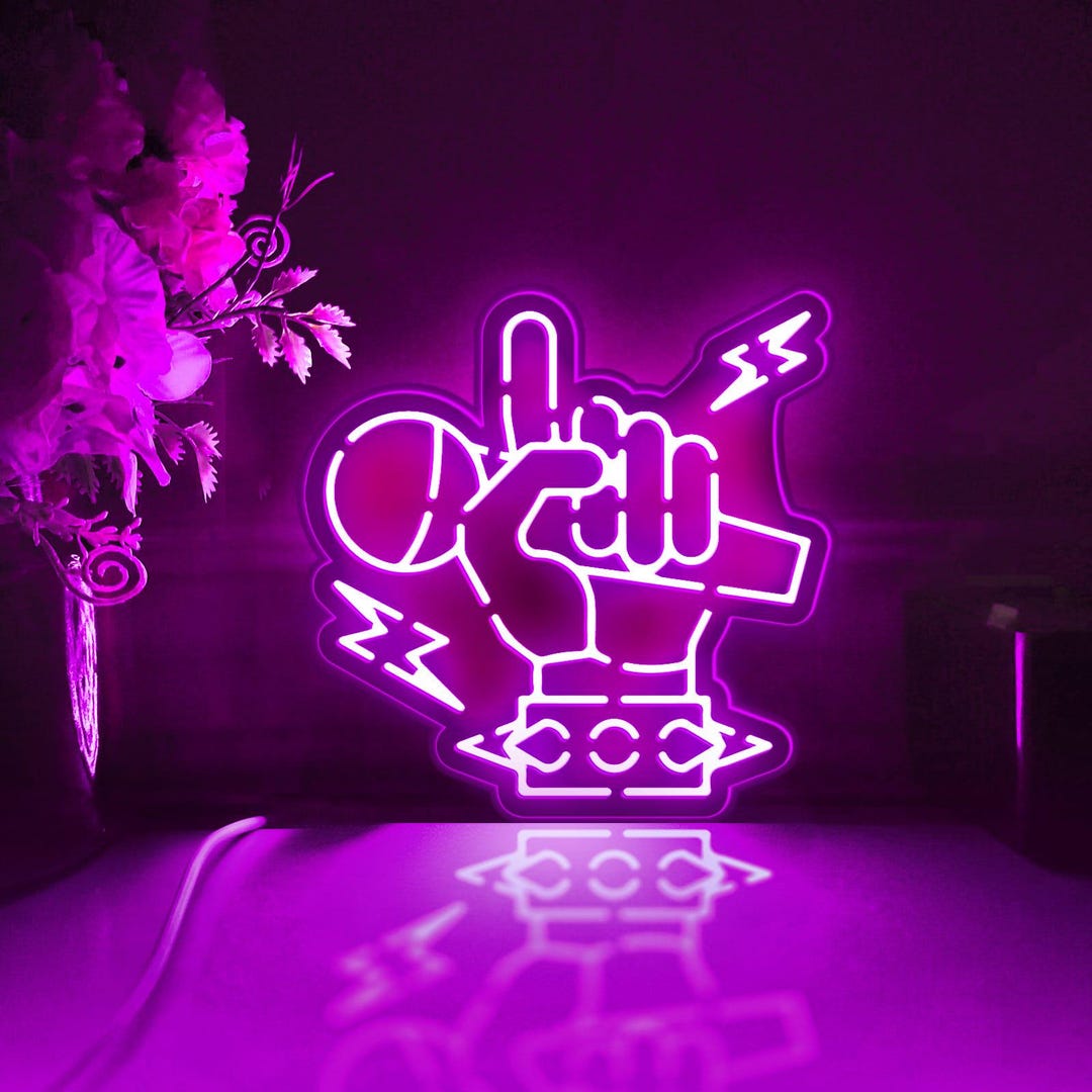 Rock and Roll Led Light Box, Rock Hand Gesture Wall Art Decor, Light ...