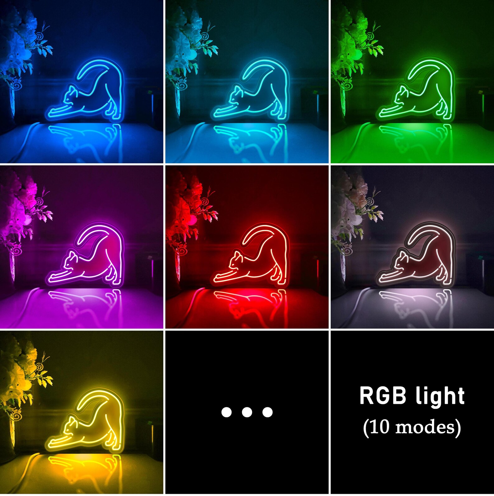Stretching Cat Led Light Box, Cat Wall Art Decor, Light Sign, Desktop ...