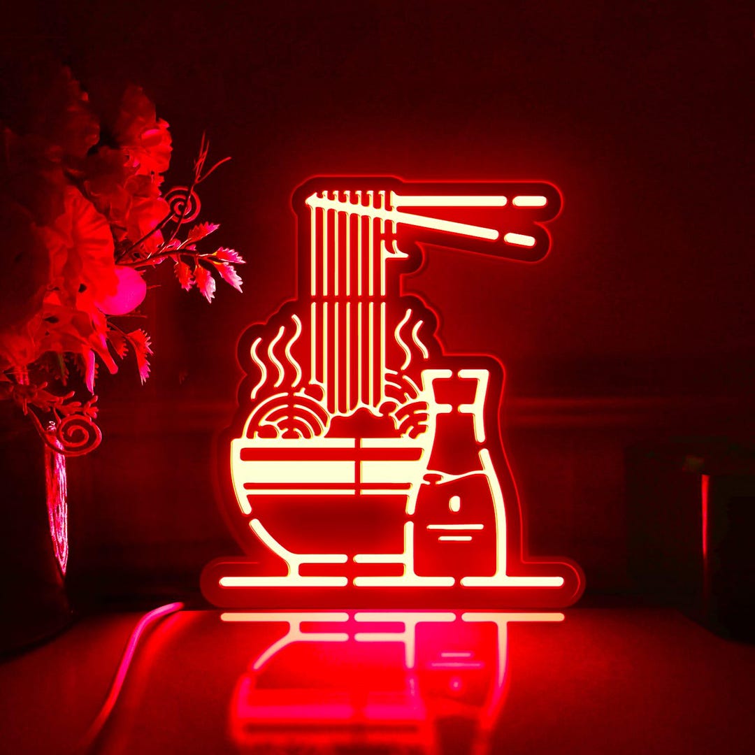 Noodle and Soy Sauce Led Light Box, Ramen Wall Art Decor, Personalized ...
