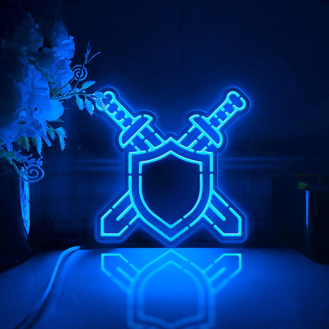 Defense Shield Led Light Box, Sword and Shield Wall Art Decor ...