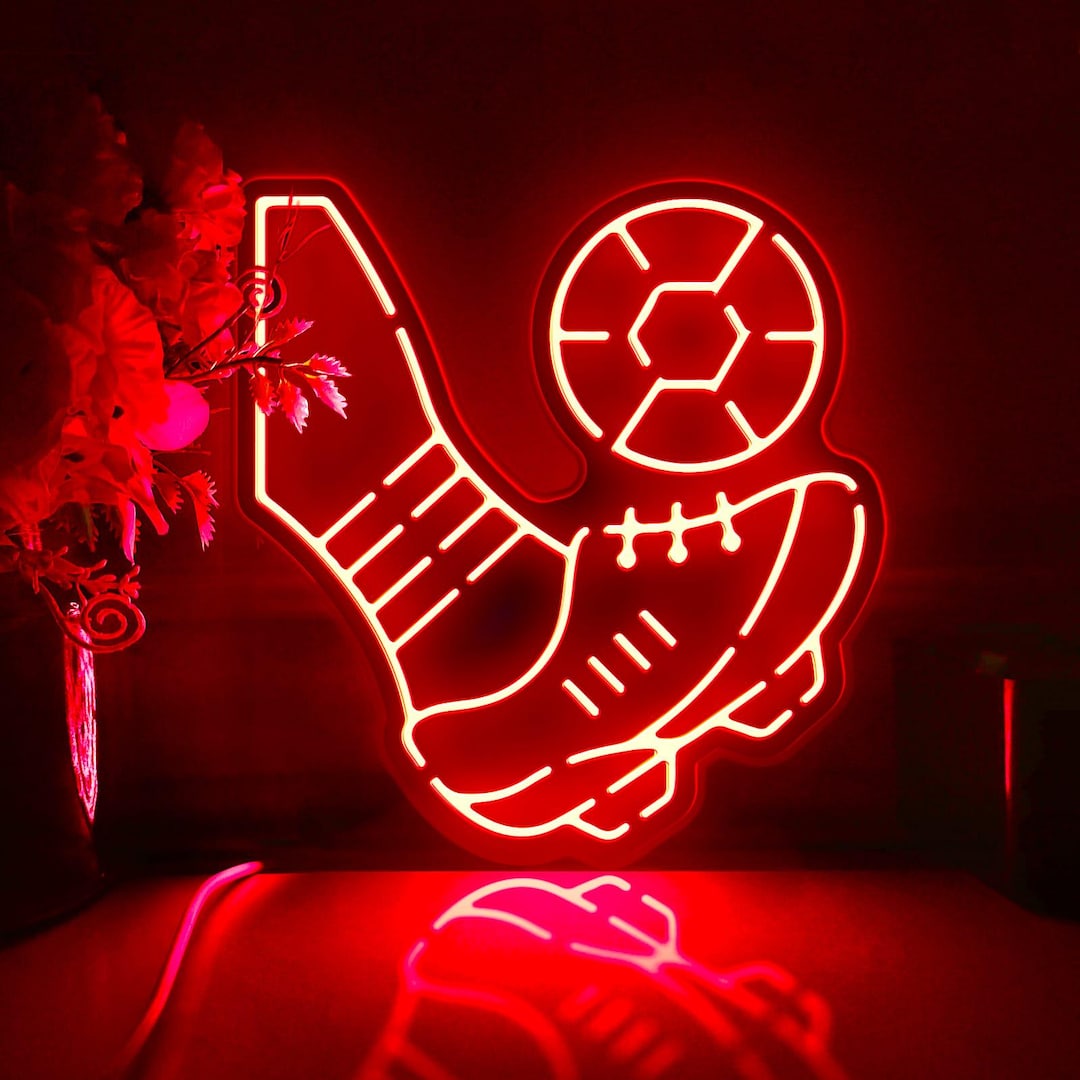 Playing Soccer Led Light Box, Football Wall Art Decor, Light Sign ...