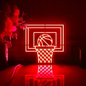 Basketball Led Light Box, Basketball and Basketball Hoop Wall Art Decor ...