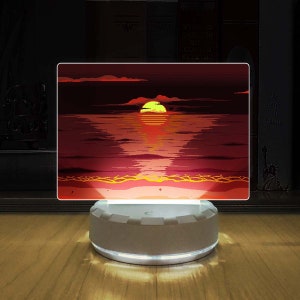 Sea Level Sunrise Sunset LED Desk Lamp, Artistic Pixel Art, Brightness ...