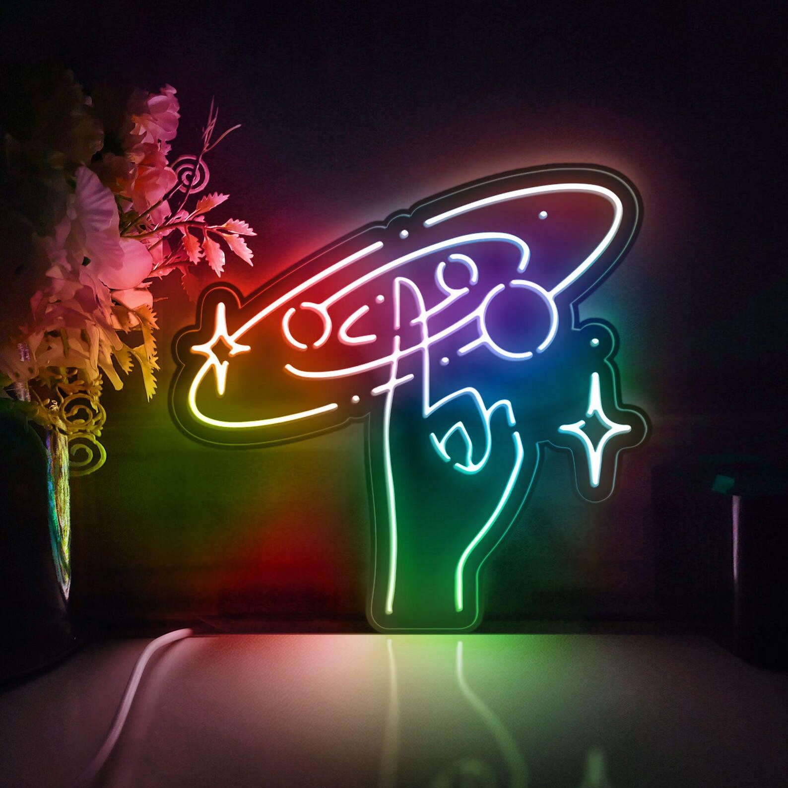 Finger Space Led Light Box, Universe Galaxy Wall Art Decor, Light Sign ...