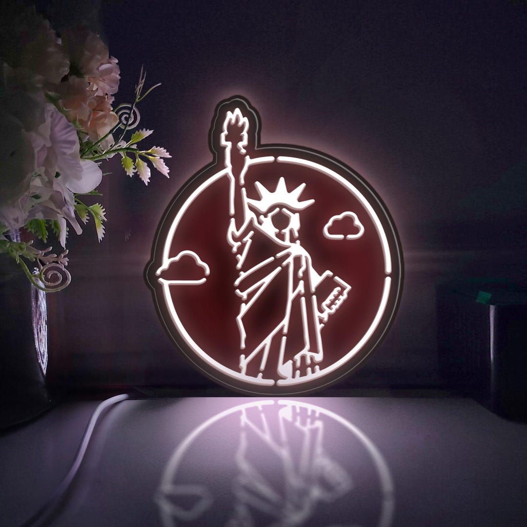 Statue of Liberty Led Light Box, America Freedom Landmark Wall Art ...