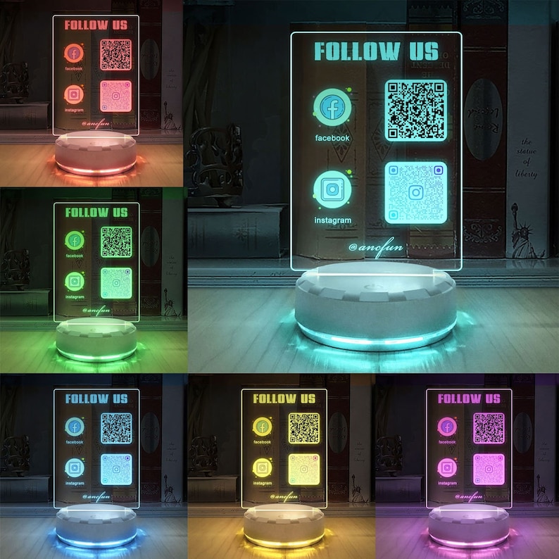 Custom 1-3 QR Code or Logo, Personalized Led Night Light, Office ...