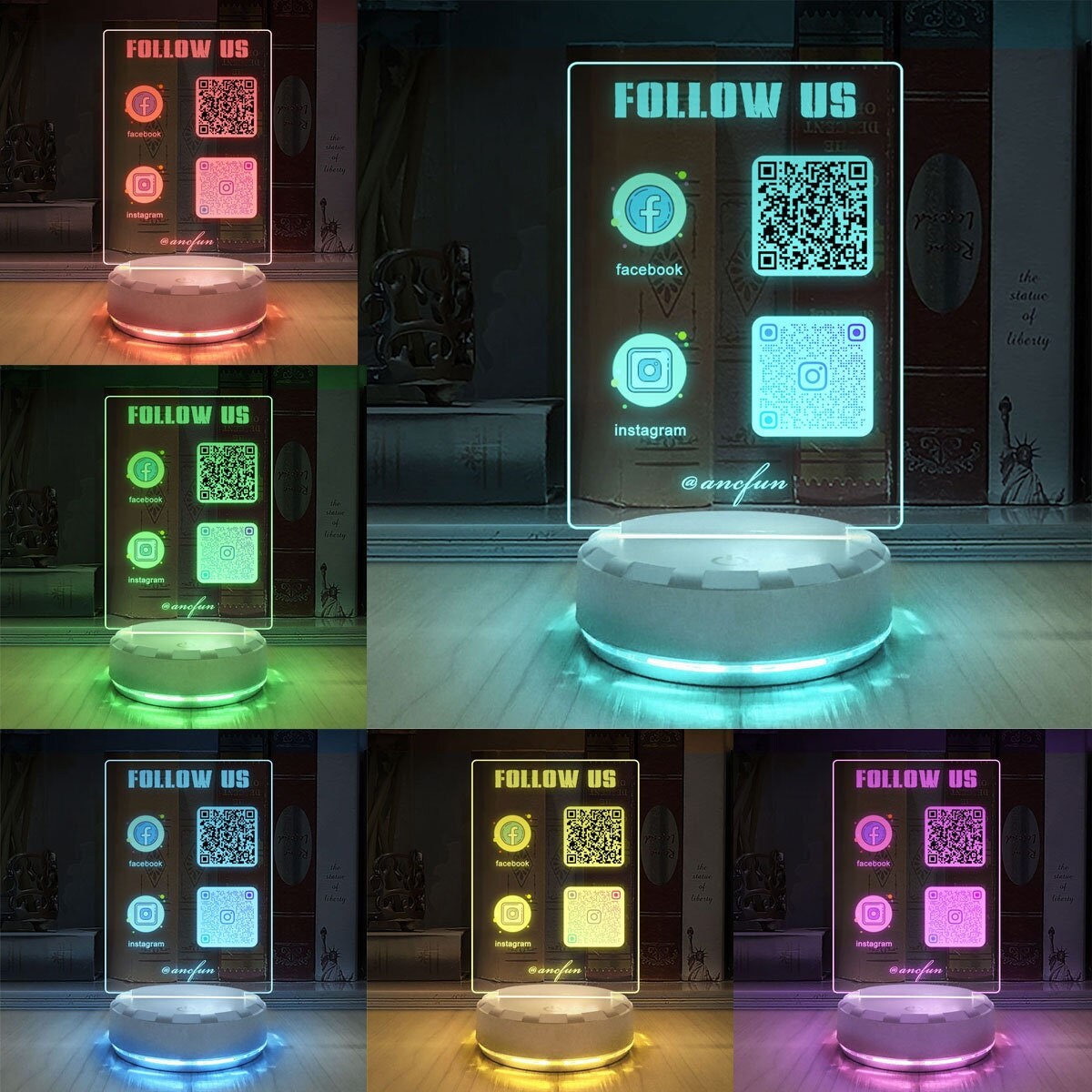 Custom 1-3 QR Code or Logo, Personalized Led Night Light, Office ...
