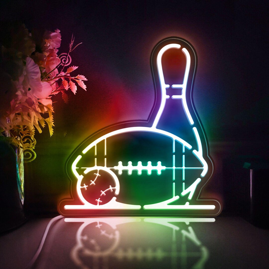 Bowling, Football, Baseball Led Light Box, Ball Game Wall Art Decor ...