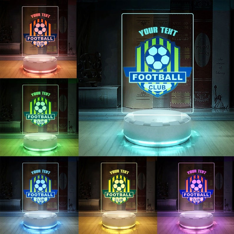Football Club Logo LED Desk Lamp, Personalized Soccer Team Name Sign ...