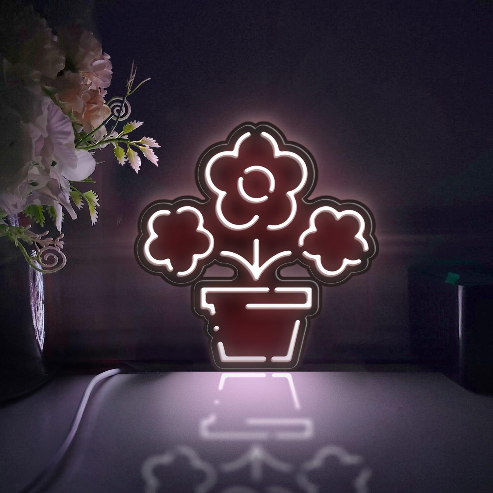 Flower Led Light Box, Flower Wall Art Decor, Personalized Light Sign ...