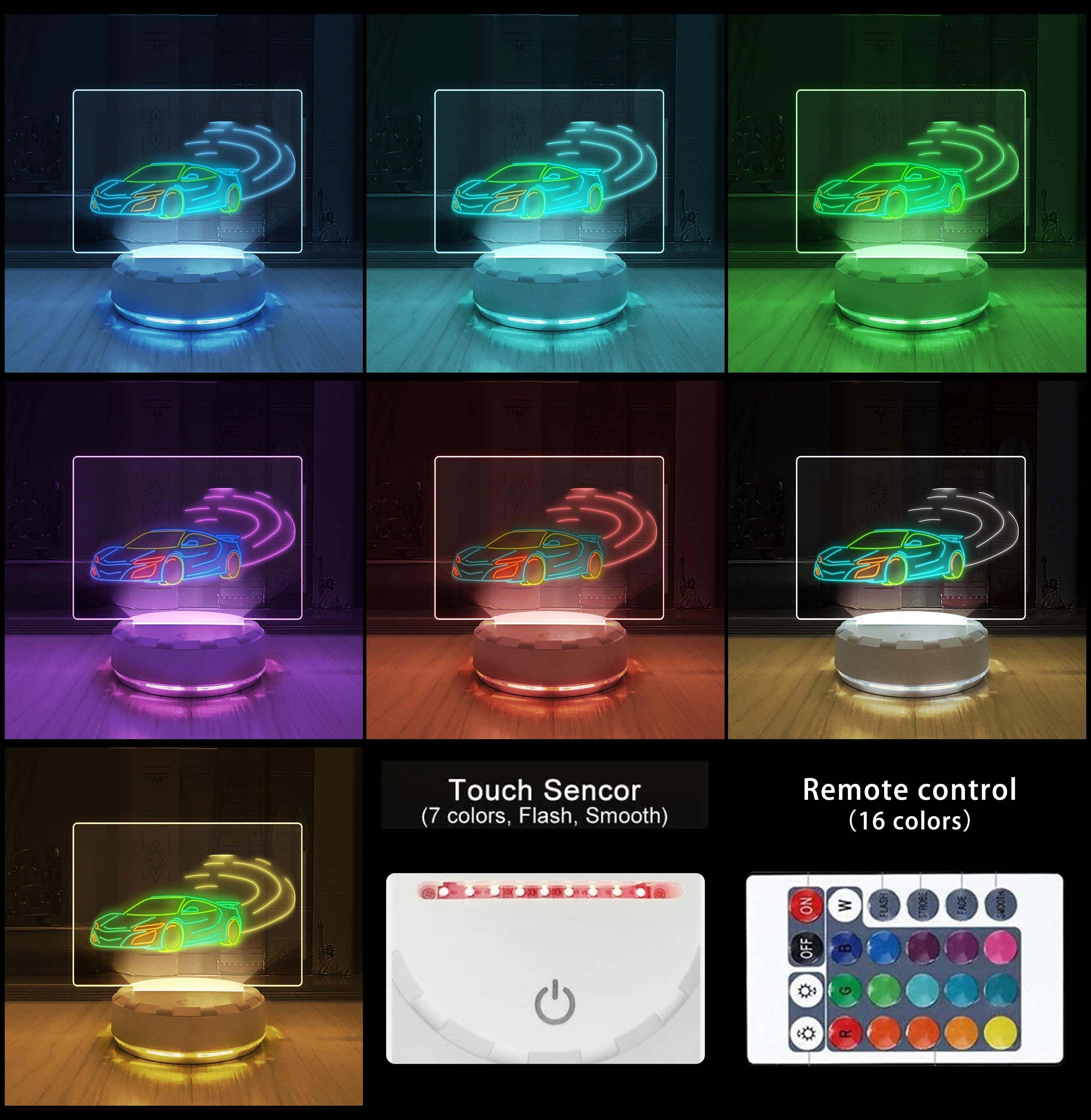 Neon Light Effect Sports Car LED Desk Lamp Brightness - Etsy