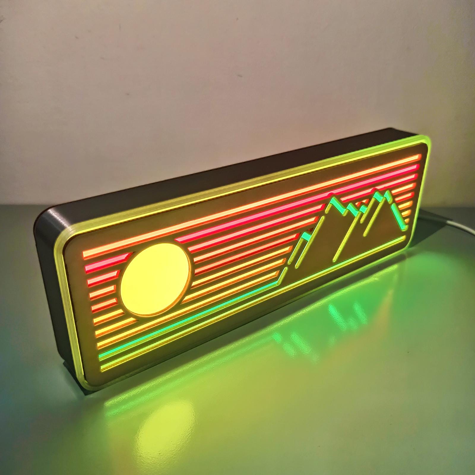 Vintage Mountain Sunrise &sunset LED Lightbox, Dimmable Neon Art With ...