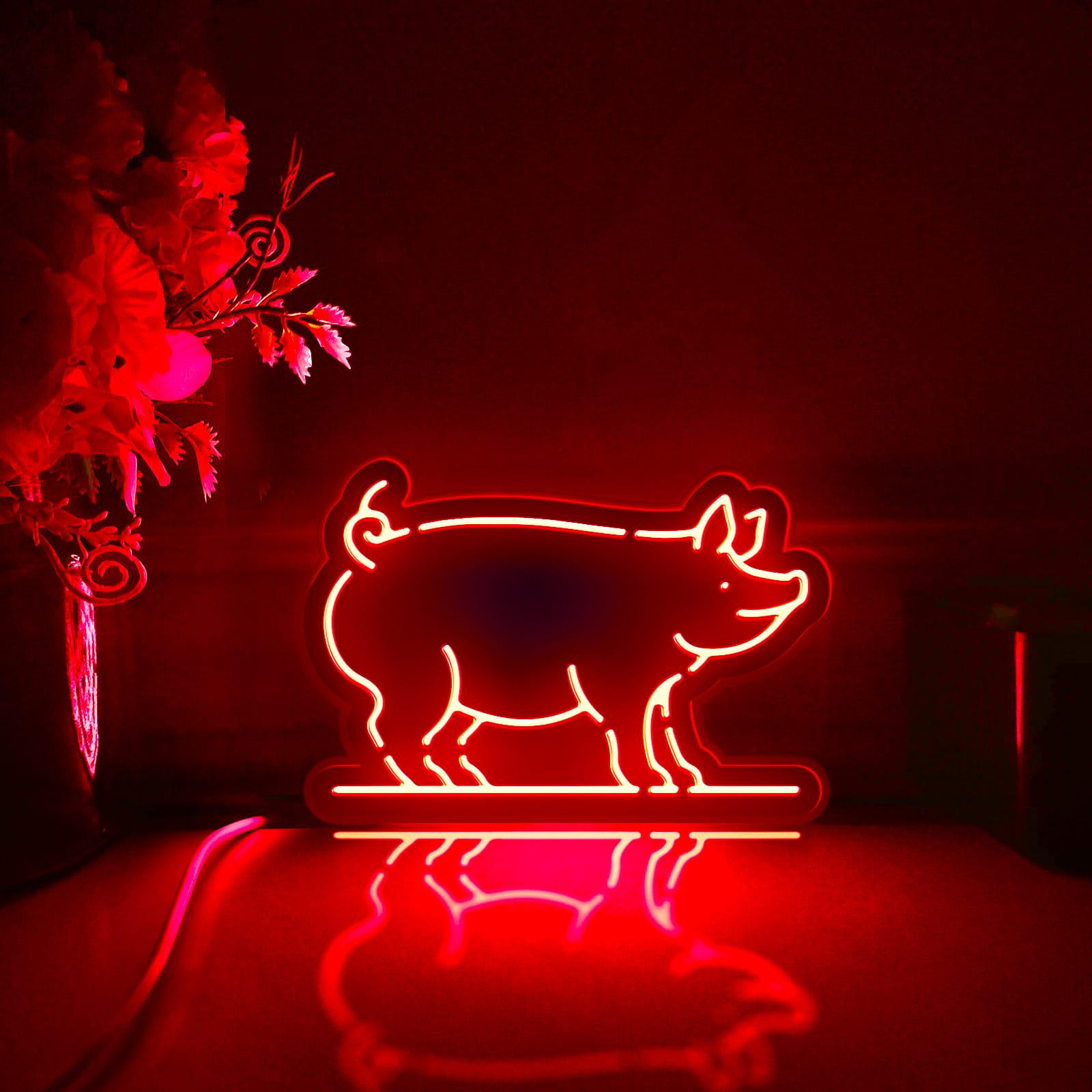 Pig Led Light Box, Farm Animal Wall Art Decor, Light Sign, Desktop ...