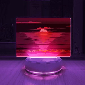 Sea Level Sunrise Sunset LED Desk Lamp, Artistic Pixel Art, Brightness ...