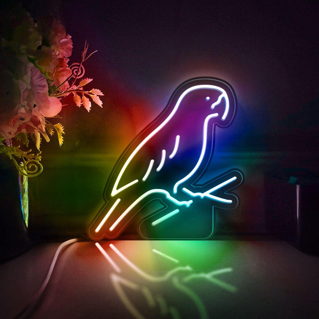 Parrot Bird Led Light Box, Bird Standing on A Tree Wall Art Decor ...
