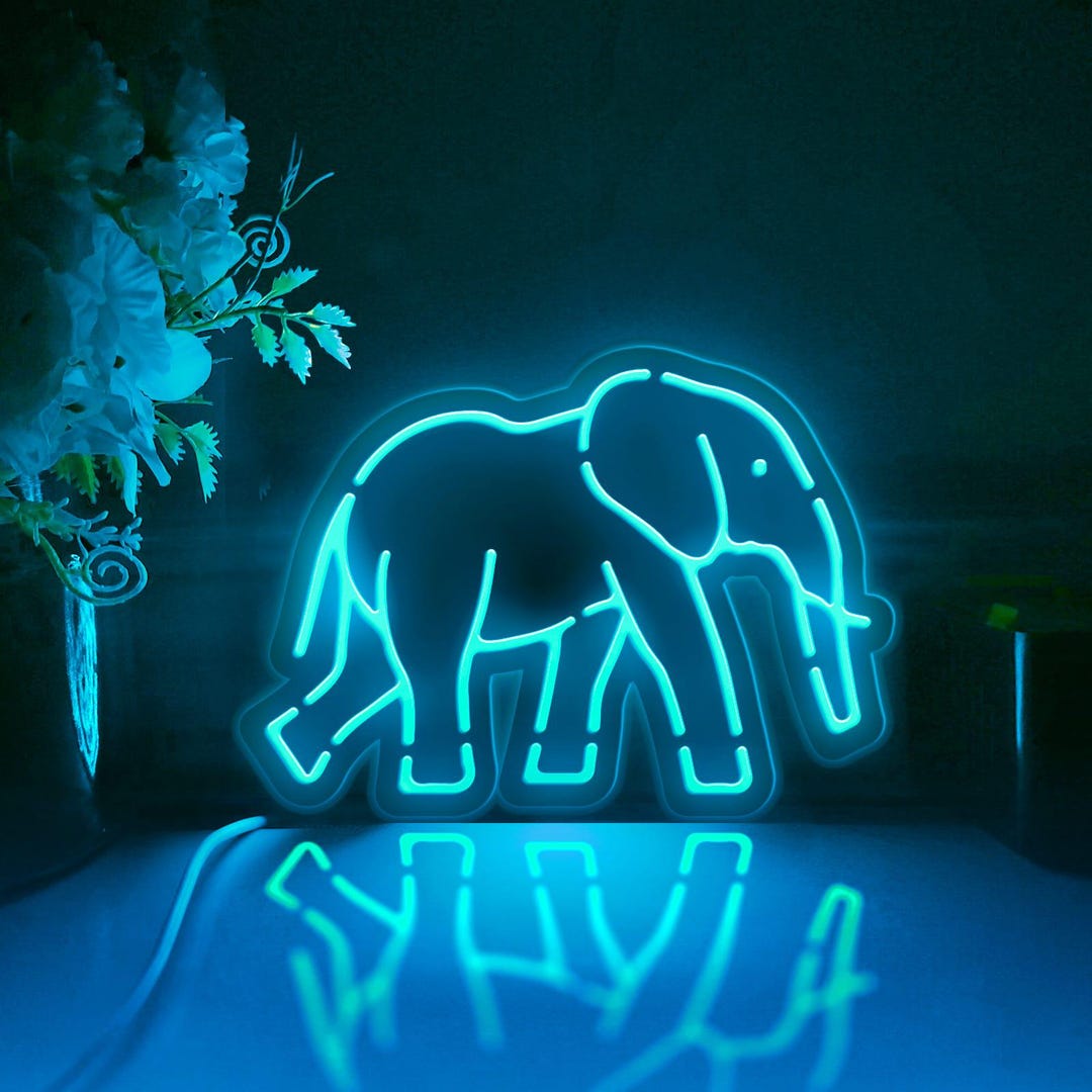 Elephant Led Light Box, Walking Elephant Wall Art Decor, Light Sign ...