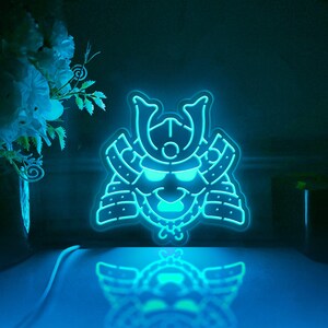 Japanese Samurai Helmet Led Light Box, Samurai Wall Art Decor ...