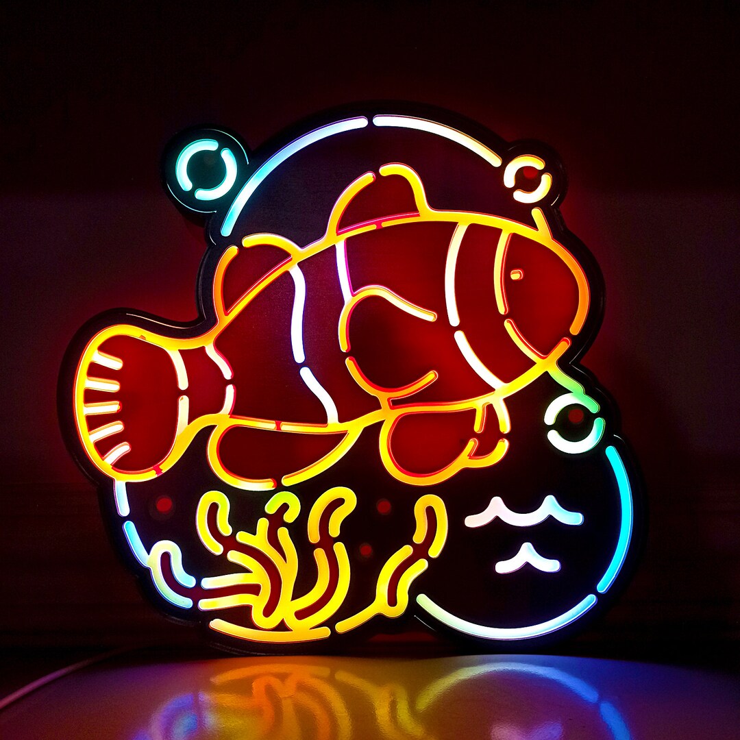 Clownfish Led Lightbox Fish and Sea Desktop Decorations Wall Hangings ...