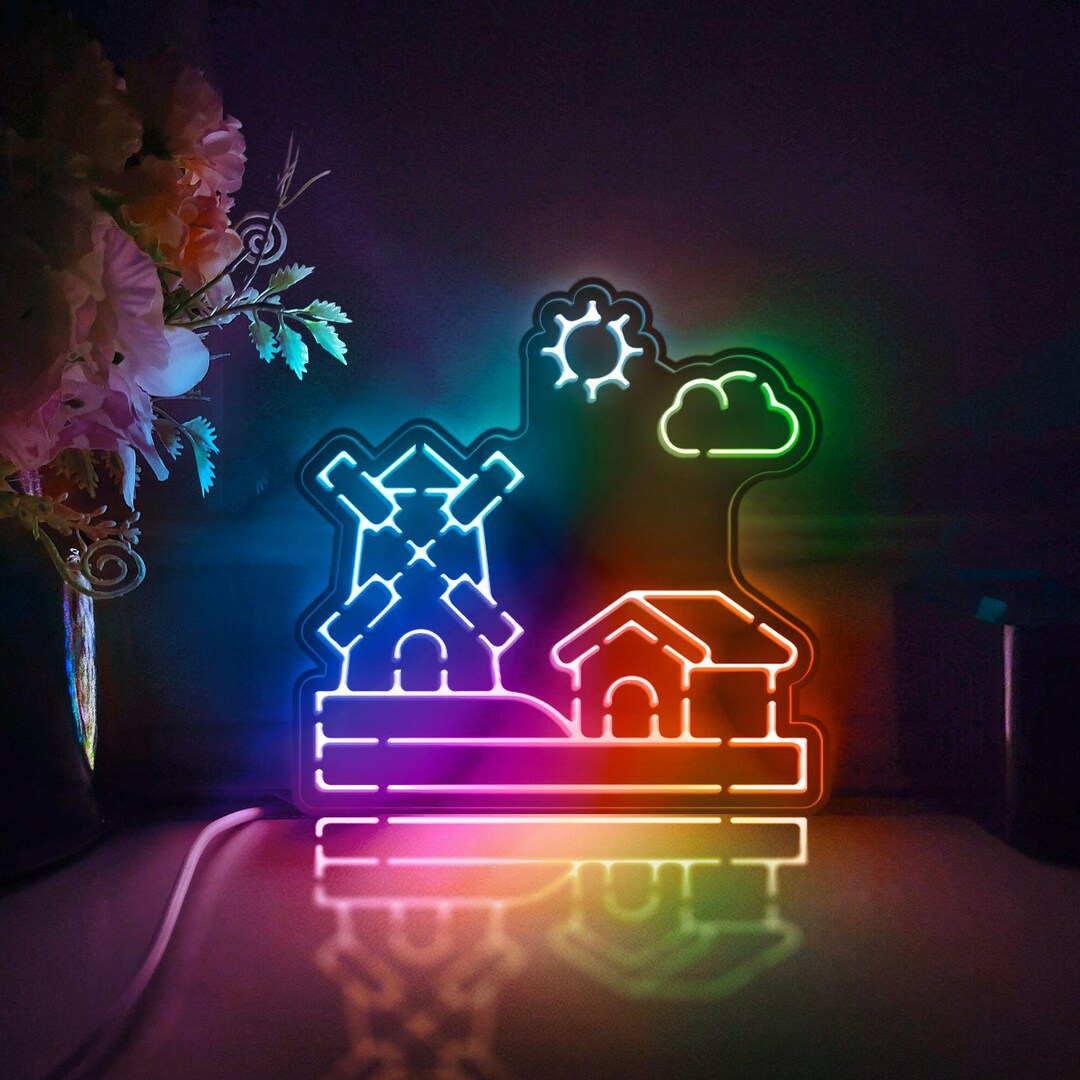 Windmill Led Light Box, Landscape Wall Art Decor, Light Sign, Desktop ...