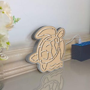 Turtle Led Light Box, Tortoise Wall Art Decor, Light Sign, Desktop ...