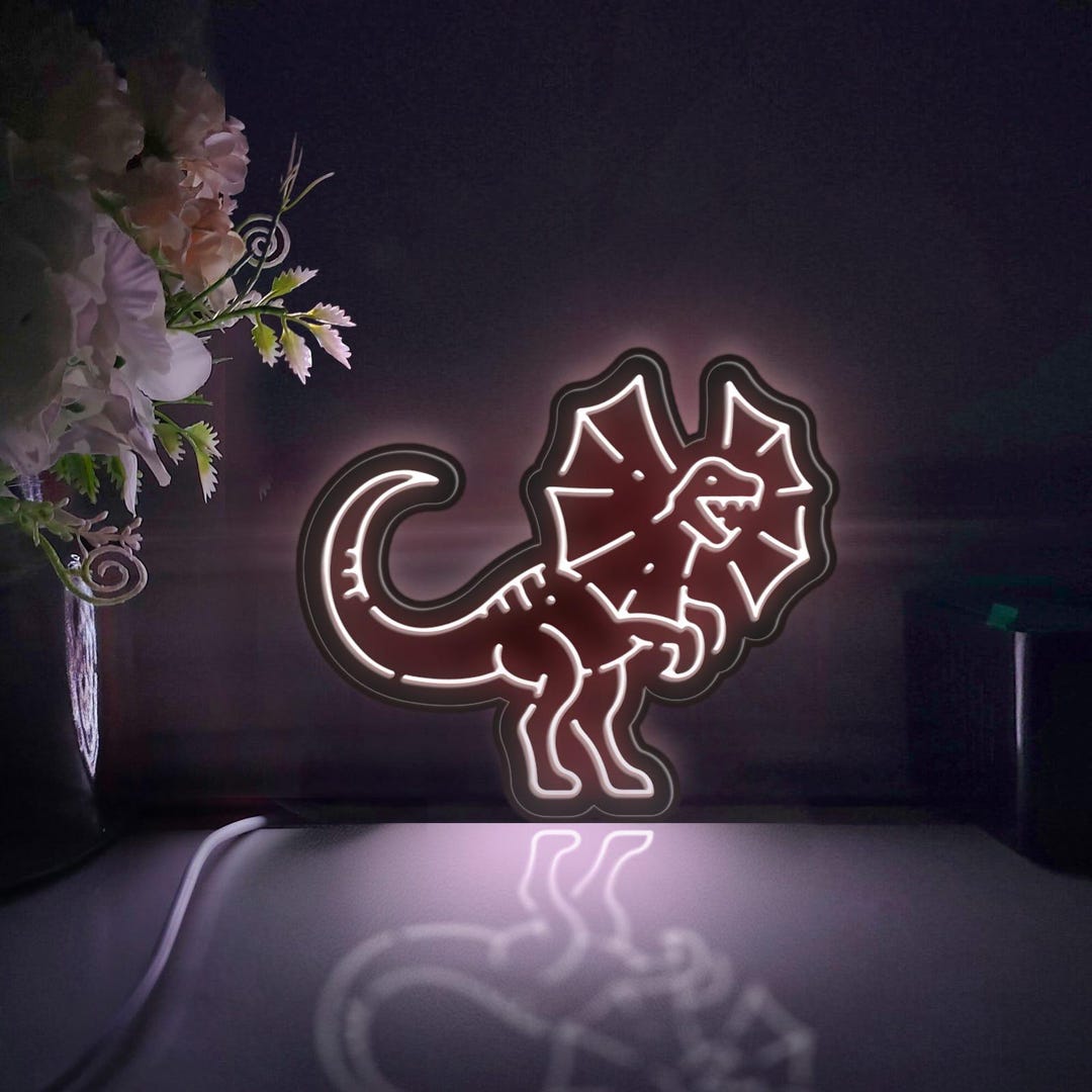 Dinosaur Led Light Box, Ancient Dilophosaurus Wall Art Decor, Light ...