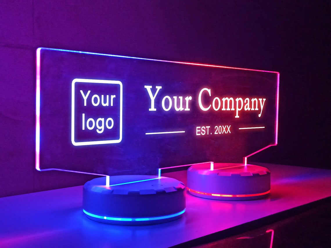 Custom LED Logo Sign, Dual Base Acrylic Lamp, Led Acrylic Sign, Acrylic ...