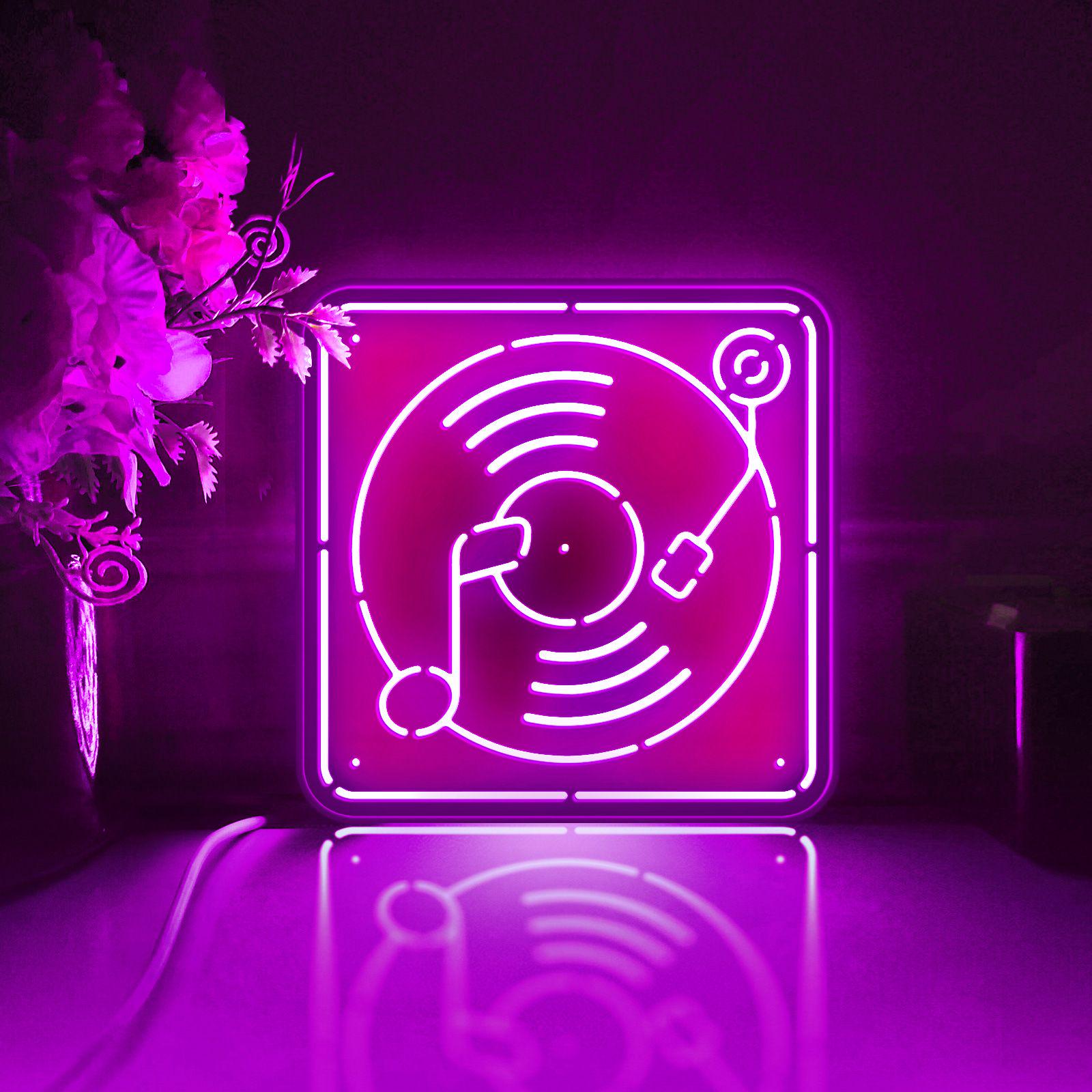 Music Player Turntable Led Light Box, Vinyl Record Wall Art Decor ...