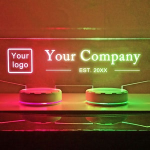 Custom LED Logo Sign, Dual Base Acrylic Lamp, Led Acrylic Sign, Acrylic ...
