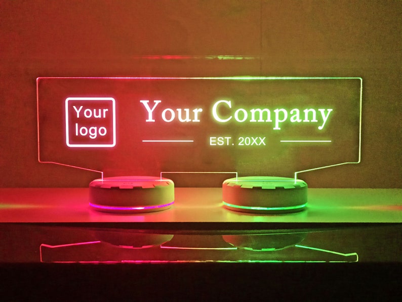 Custom LED Logo Sign, Dual Base Acrylic Lamp, Led Acrylic Sign, Acrylic ...