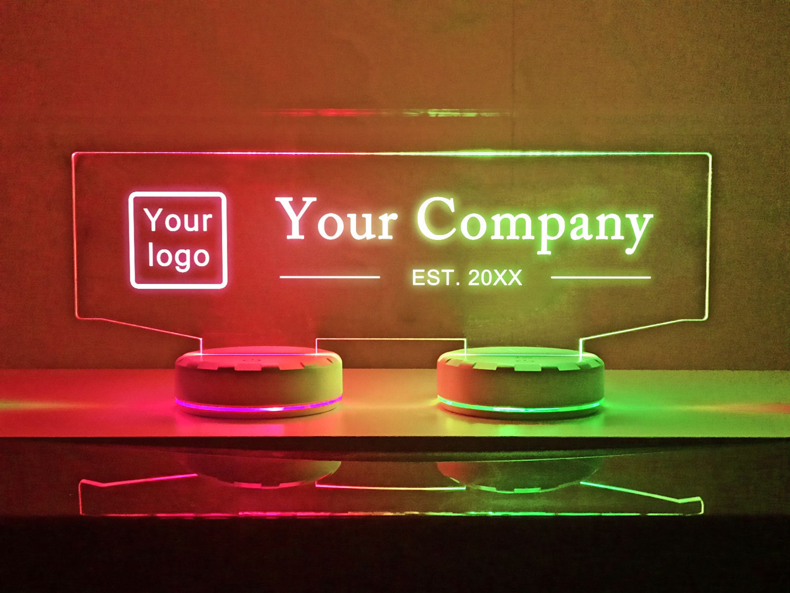 Custom LED Logo Sign, Dual Base Acrylic Lamp, Led Acrylic Sign, Acrylic ...