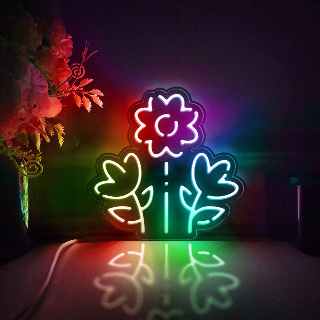 Flower Led Light Box, Flower Wall Art Decor, Personalized Light Sign ...