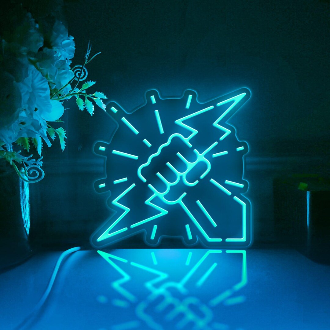 Lightning Bolt Led Light Box, Hand Holding Lightning Wall Art Decor ...